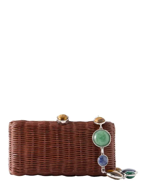 Judith Leiber Poppy Basket Embellished Clutch - Brown