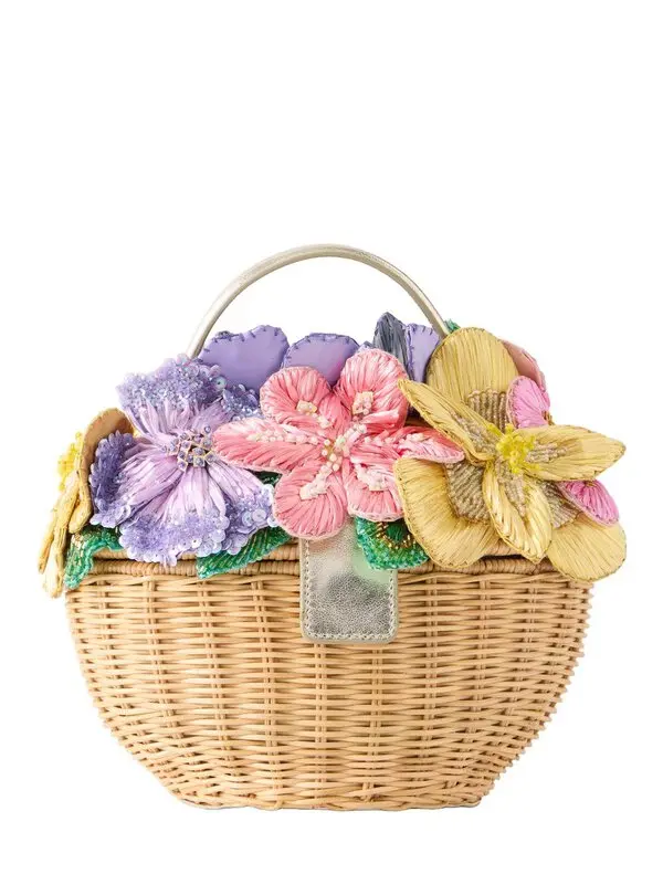 Judith Leiber Flower Basket Crystal-embellished Clutch - Neutrals