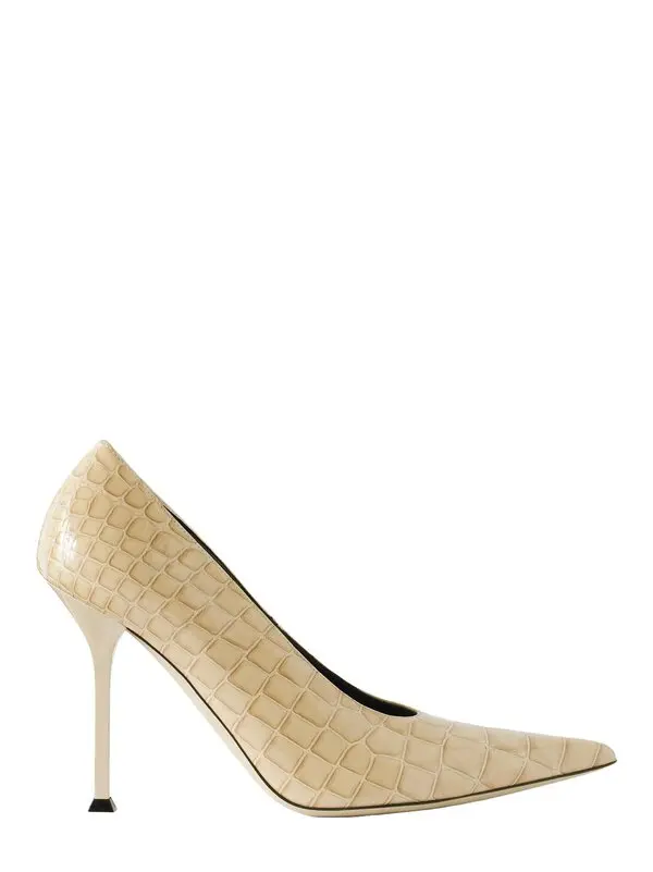 CHRISTEN Helix 95 Croc Effect Leather Pumps - Neutrals