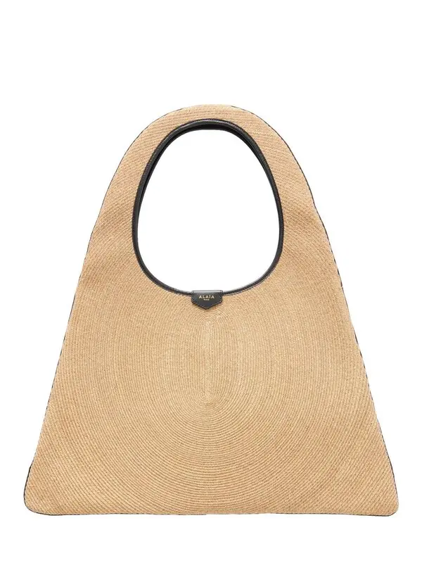 Alaïa Leather-trimmed Paper Straw Shoulder Bag - Brown