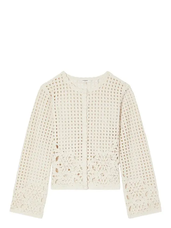 FRAME The Postcard Crocheted Cotton Cardigan - Neutrals