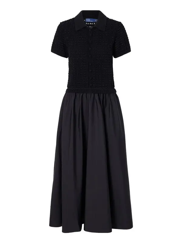 Polo Ralph Lauren Crocheted Cotton-poplin Maxi Dress - Black