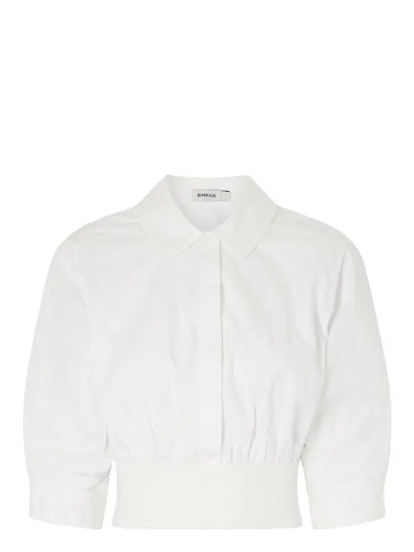 Simkhai Stiles Cotton-poplin Shirt With Ribbed-knit Panel - White