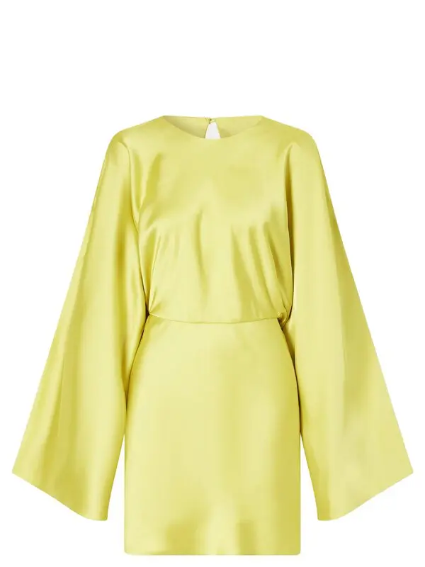 Norma Kamali Obie Satin Mini Dress With Split Sleeves - Yellow