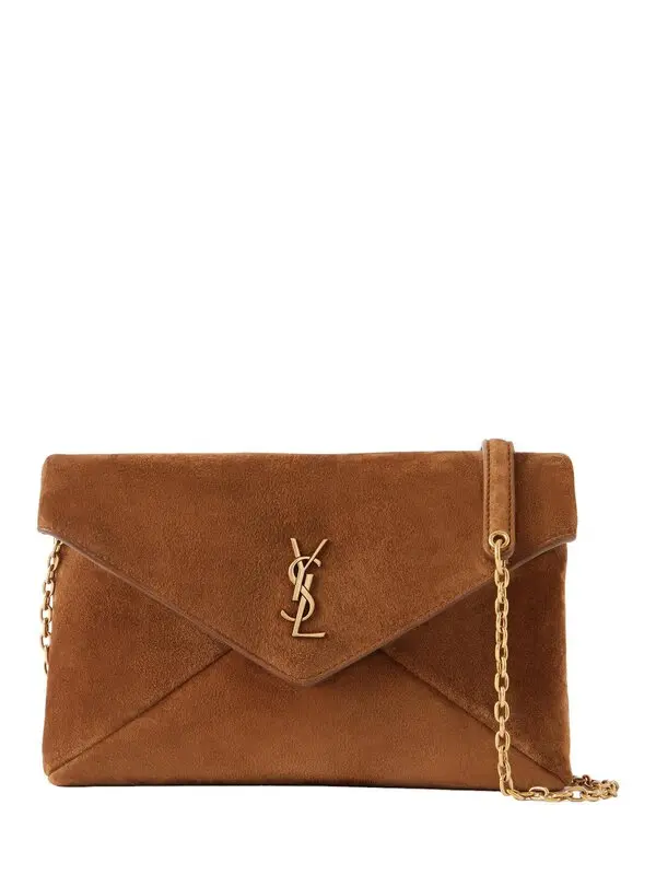 Saint Laurent Cassandre Suede Shoulder Bag - Brown