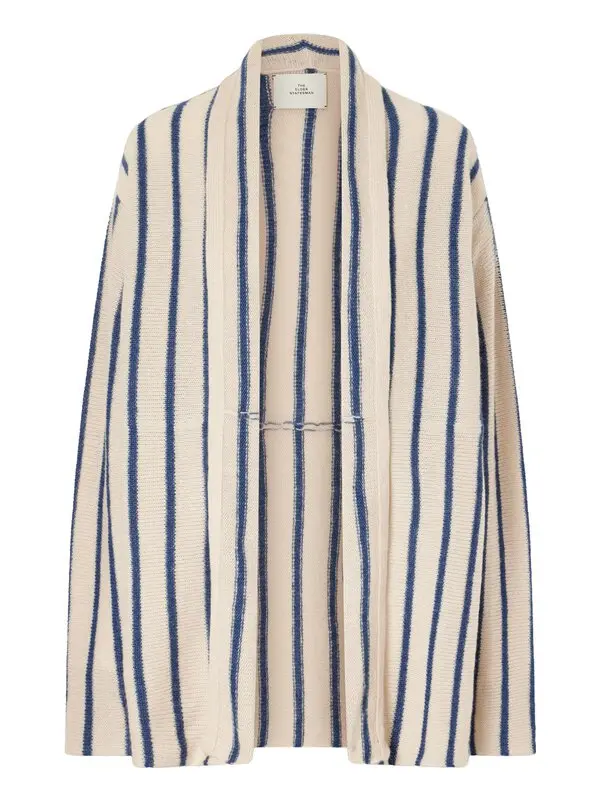 THE ELDER STATESMAN Striped Knitted Cashmere Cardigan - Neutrals