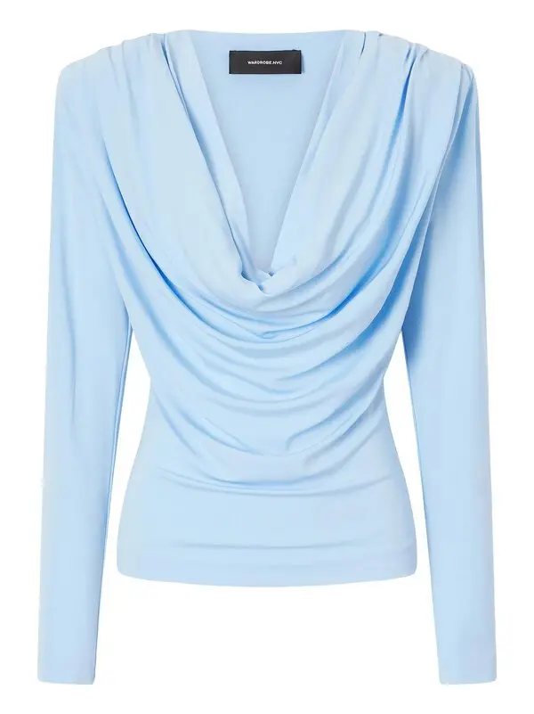Wardrobe.NYC Draped Crepe-jersey Top - Blue