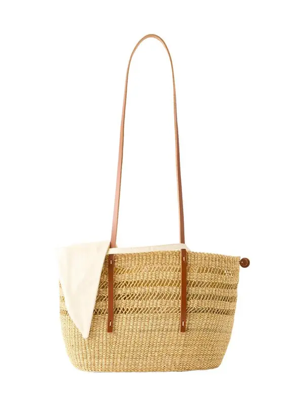 Muuñ Muñ Bicro M Woven Straw Tote - Neutrals