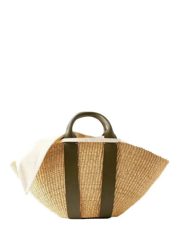 Muuñ Sophie' Raffia Tote With Leather Trim - Neutrals