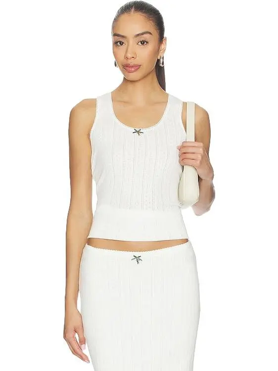 Lacoste Pointelle Knit Tank - Flour