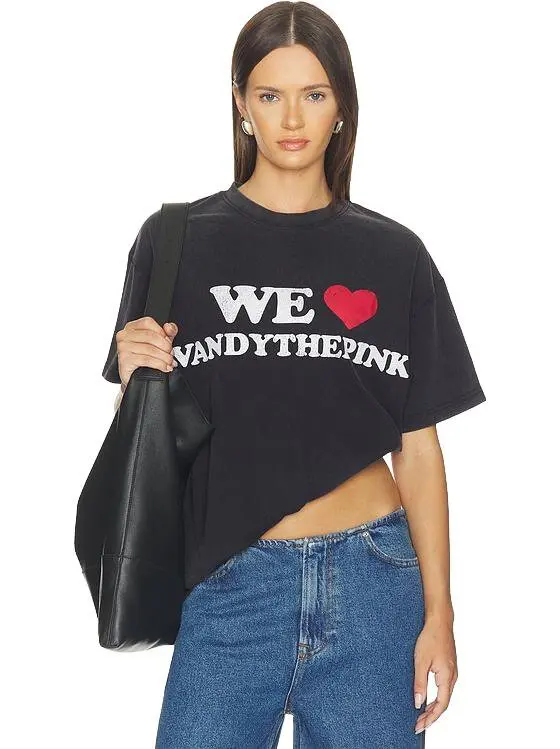VANDYTHEPINK Graphic Print Cotton T-shirt - Washed Black