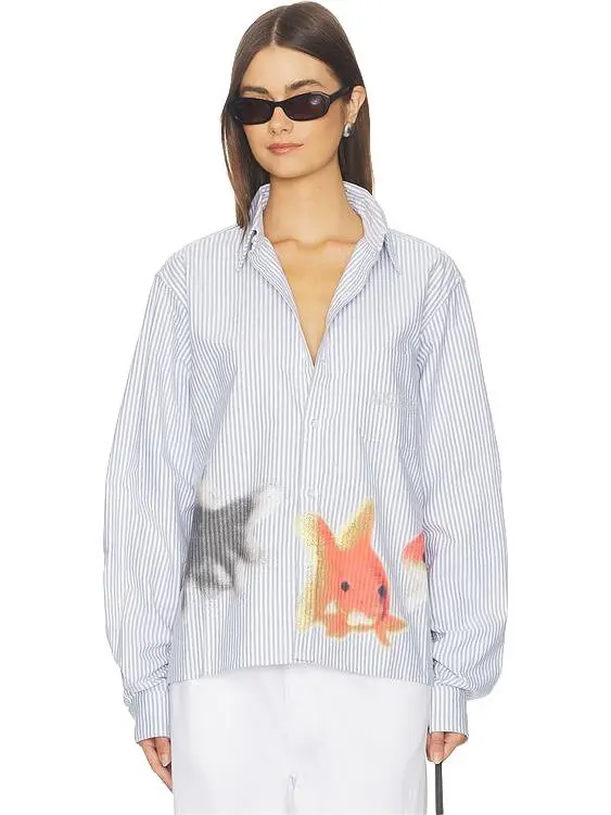 VANDYTHEPINK Goldfish Graphic Button Down Shirt - Grey