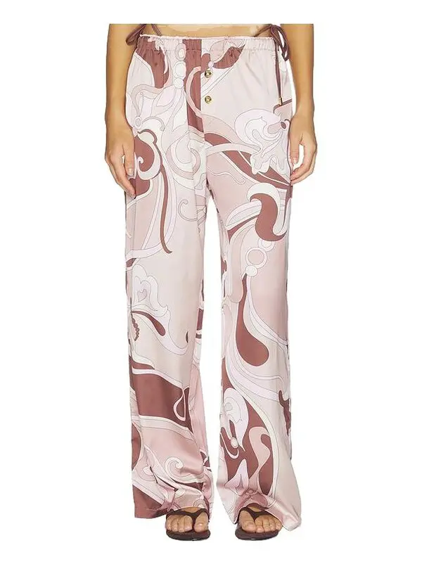 CIN CIN Printed Satin Trousers - Deco Mocha