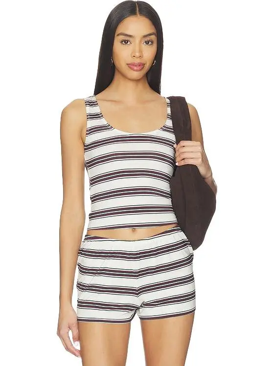 WeWoreWhat Scoop Fitted Tank - Heather Gray & Cherry