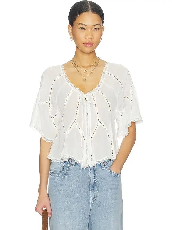 Free People Lace Trimmed Blouse - Clean Ivory