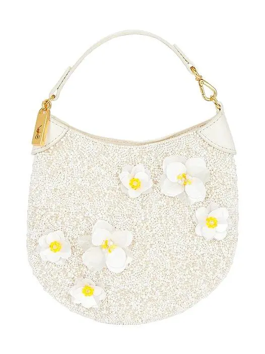 Polo Ralph Lauren Beaded Floral Appliqué Shoulder Bag - Frosting