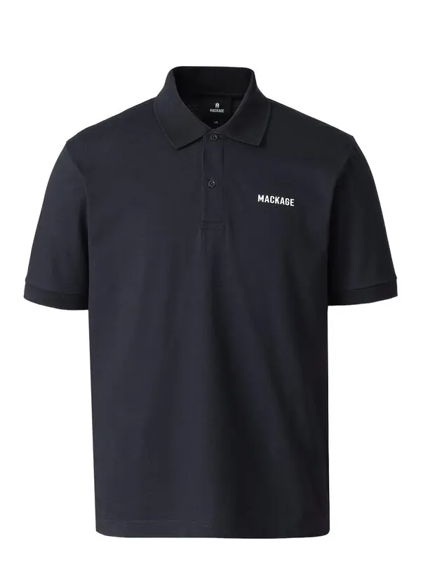 Mackage Pablo-cr Flat Knit Rib Collar Polo - Navy-white