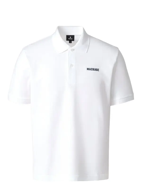 Mackage Pablo-cr Flat Knit Rib Collar Polo - White-navy
