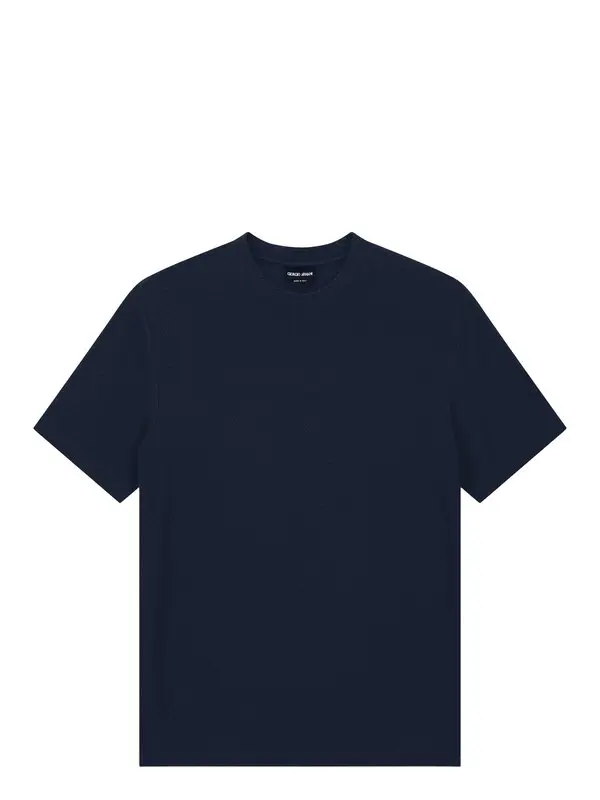 Giorgio Armani T-shirt Regular Fit Chevron Jacquard Stretch Virgin Wool - Navy Blue