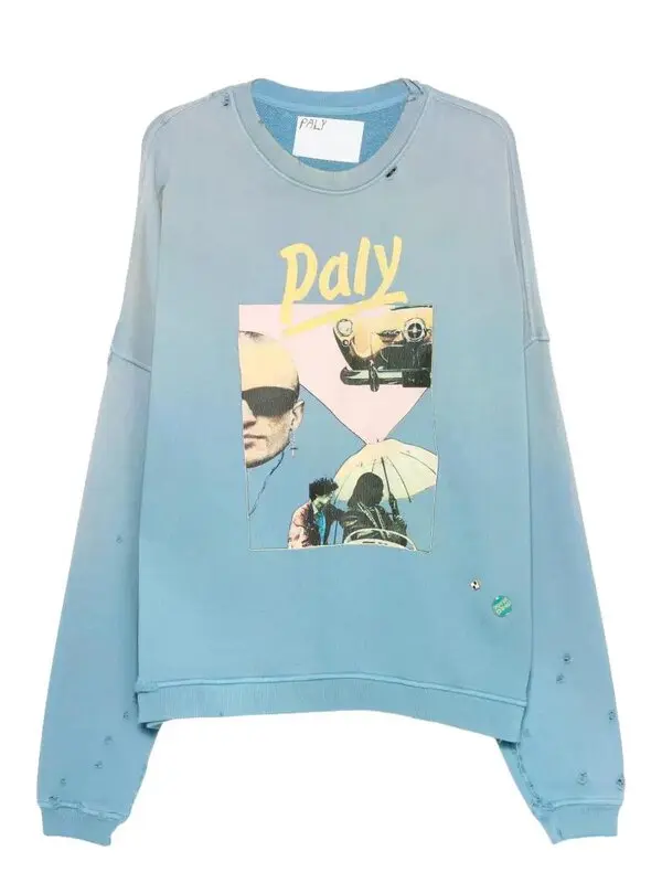 PALY Crew Neck Graphic Print Sweatshirt - Blue