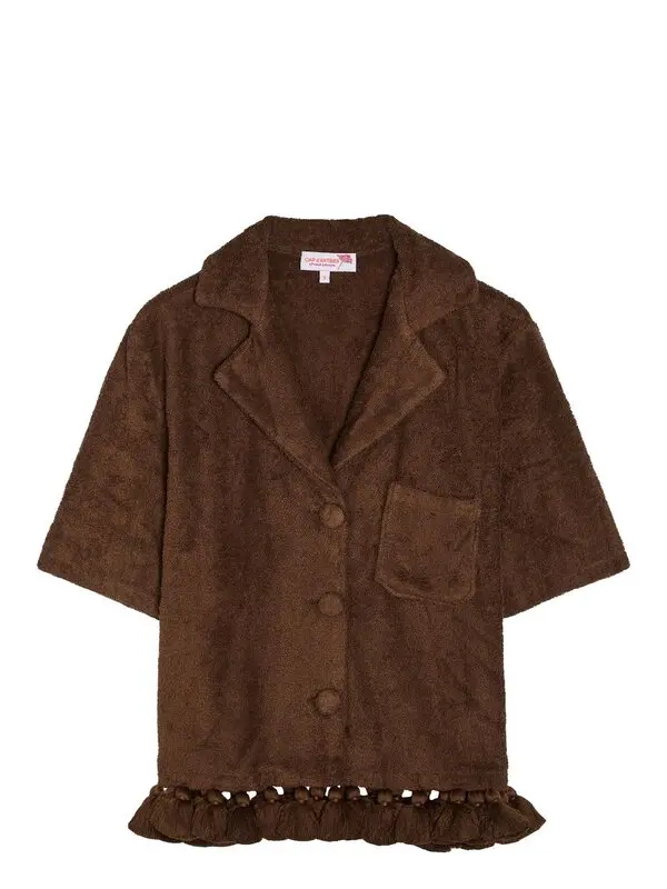 Cap D'antibes Antonia Tasseled-hem Terry Shirt - Brown