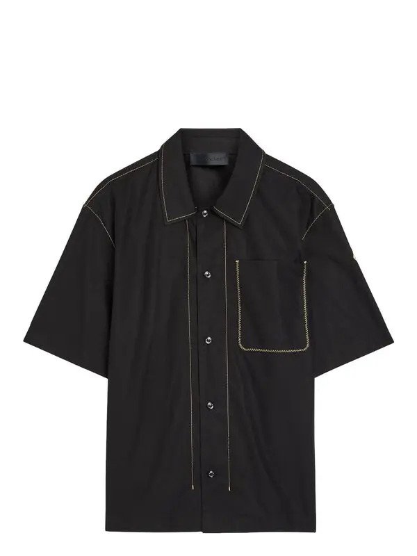 Moncler Contrast-stich Cotton-poplin Shirt - Black