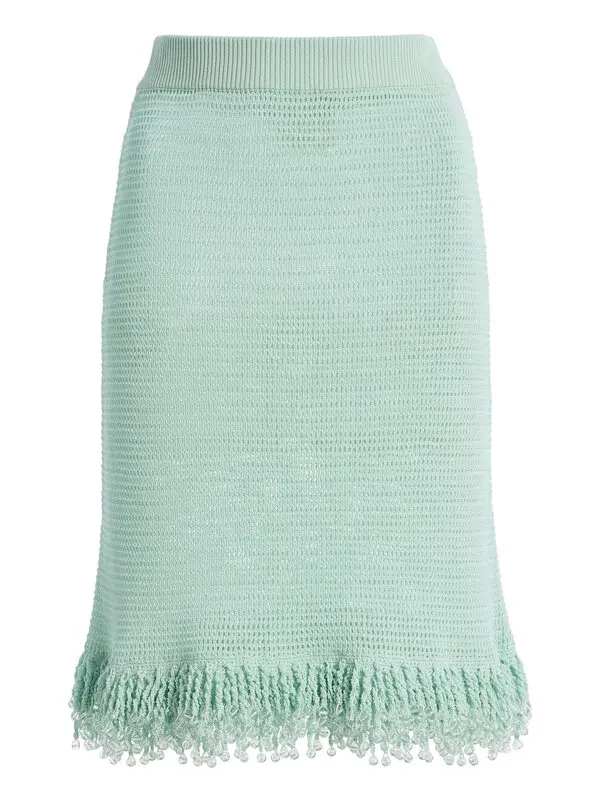 Paris Georgia Fringe Cotton Midi Skirt - Blue