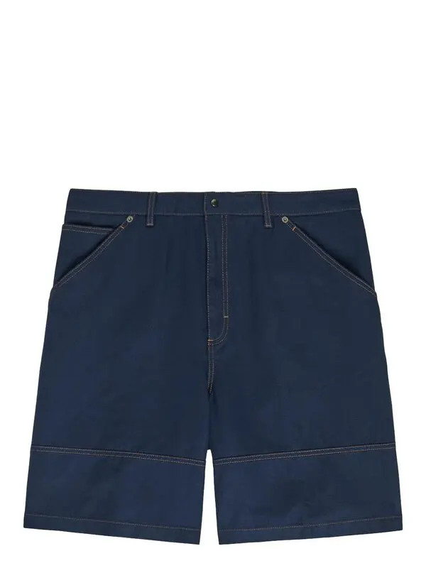 Moncler Wide-leg Cotton And Linen-blend Shorts - Navy