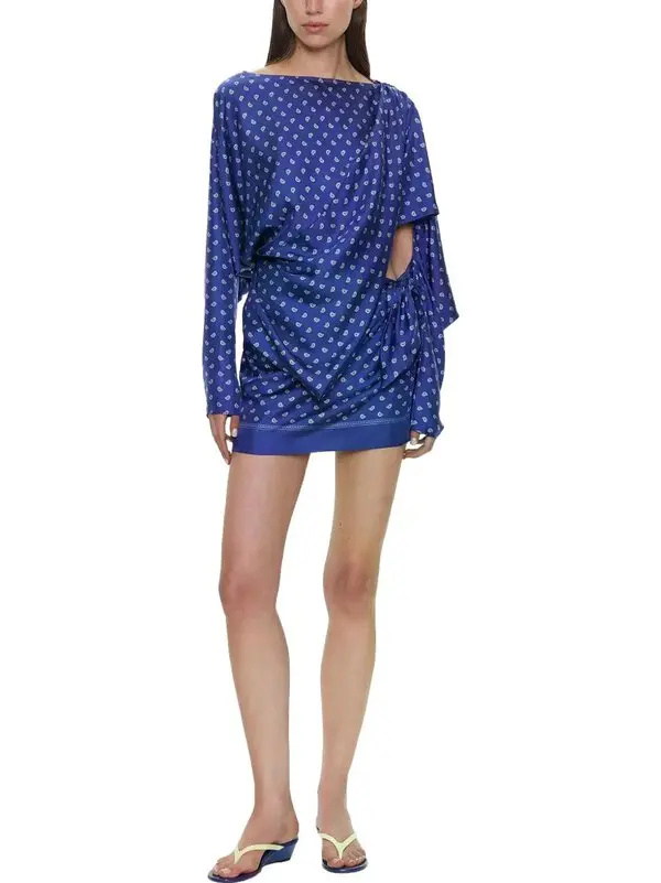 Christopher Esber Bandana-print Cutaway Mini Dress - Blue