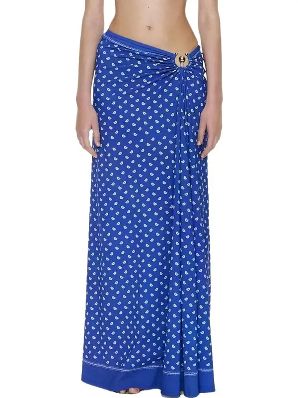 Christopher Esber Bandana Print Ruched Skirt - Blue