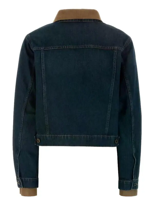 Miu Miu Embroidered Collar Denim Jacket - Blue