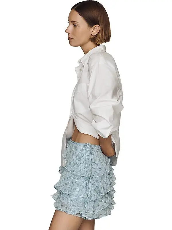 Astr The Label Madeleine Mini Skirt With Tiered Ruffles - Blue Plaid