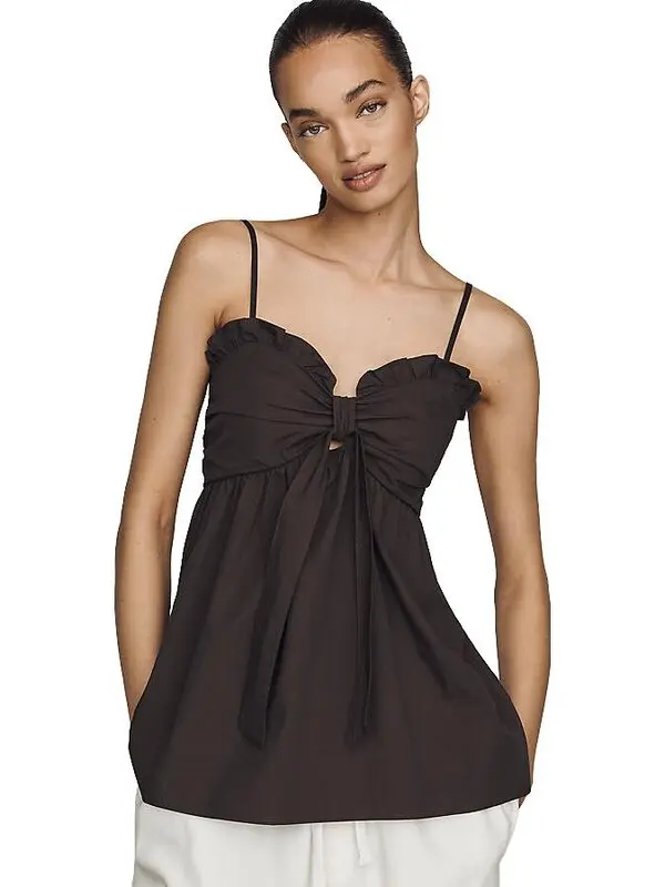 Maeve Cotton Ruffle Cami - Brown