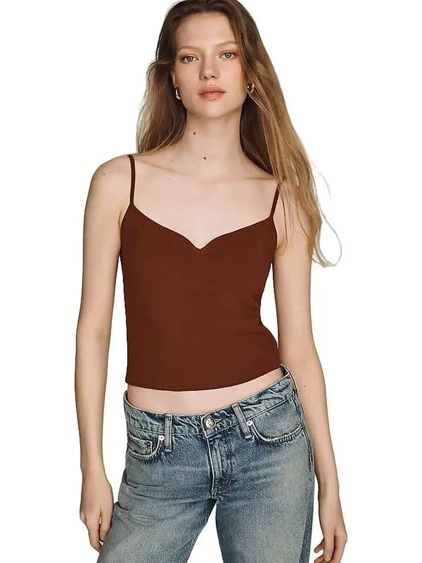 Maeve Sweetheart Neckline Tank Top - Chocolate Brown