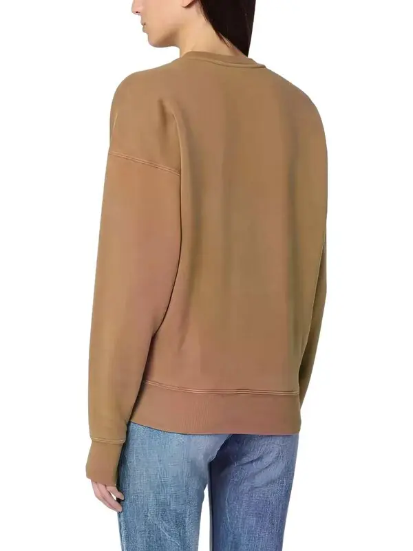 Saint Laurent Logo Patch V-neck Sweatshirt - Brown