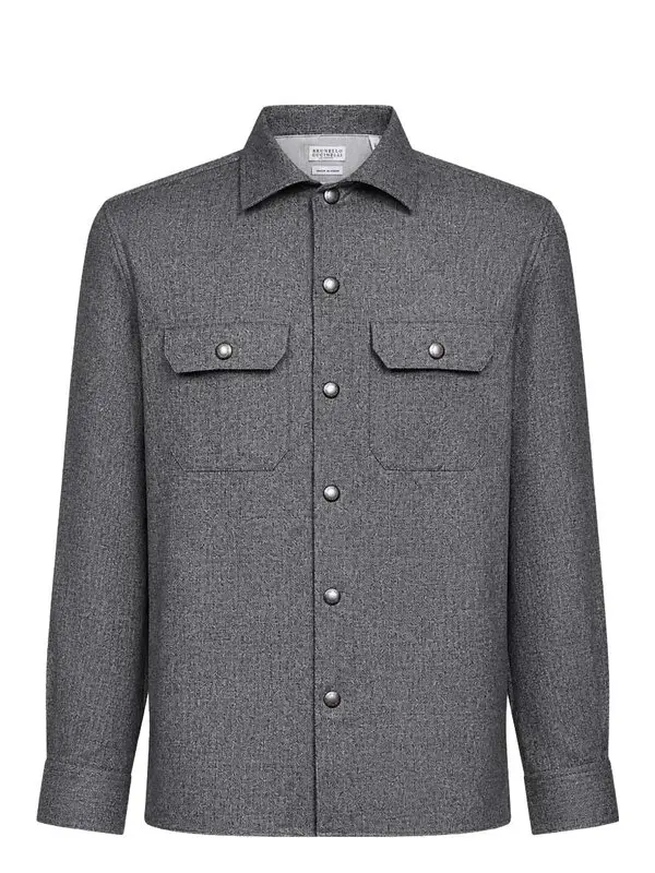 Brunello Cucinelli Virgin Wool Shirt - Grey