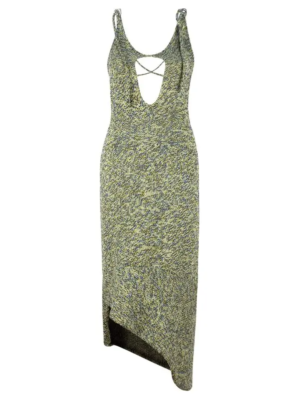 GUNDA HAFNER LTD Multicolor Knit Dress With Plunging Neckline And Asymmetrical Hem - Blue/yellow