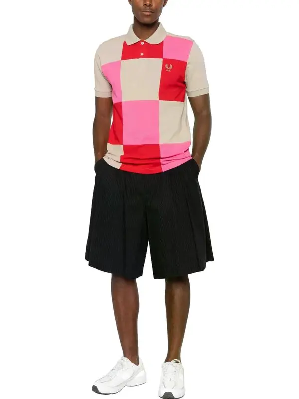 Comme Des Garçons Patchwork-effect Logo-embroidered Polo Shirt - Neutrals