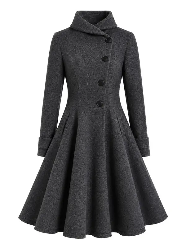 NIKKA PLACE Wool Blend Princess Coat - Grey