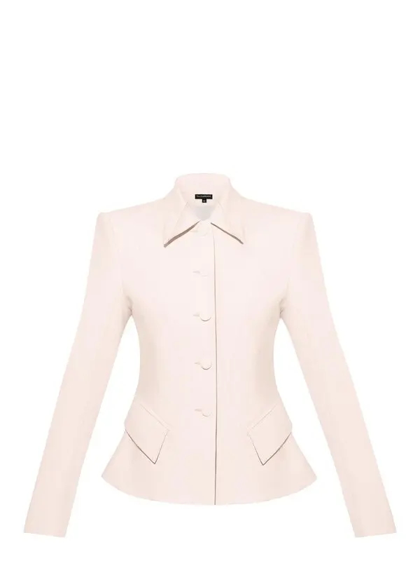 TIA DORRAINE Cotton Blend Fitted Blazer Jacket - Beige