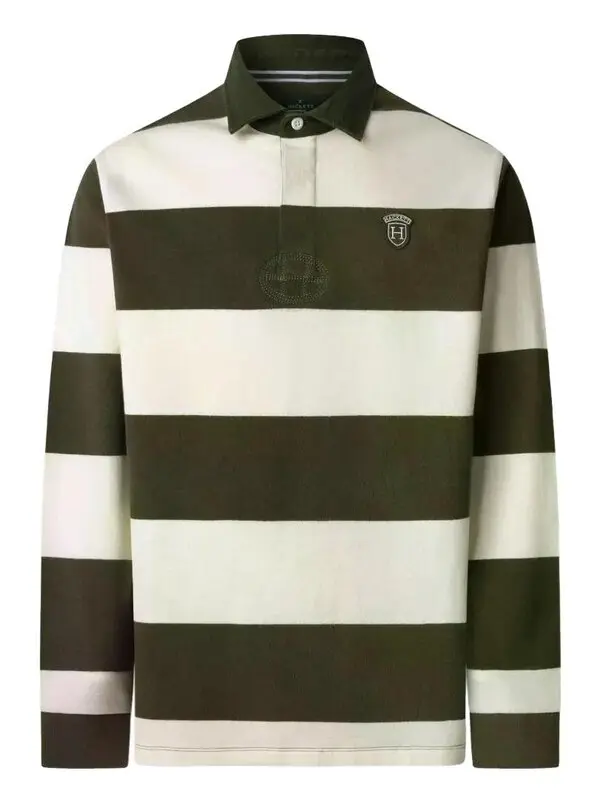 HACKETT LONDON Striped Long-sleeve Polo Shirt - Green
