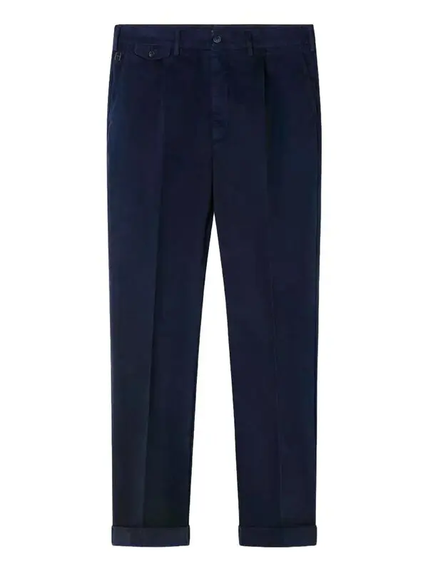 HACKETT LONDON Fulham Pleated Cotton Trousers - Blue