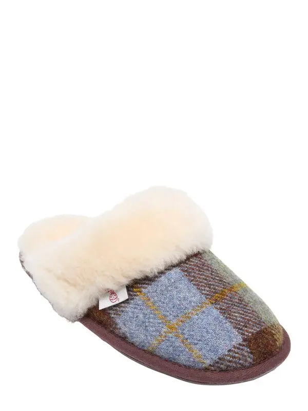 BEDROOM ATHLETICS Kate Harris Tweed Sheepskin Lined Mule Slippers - Brown