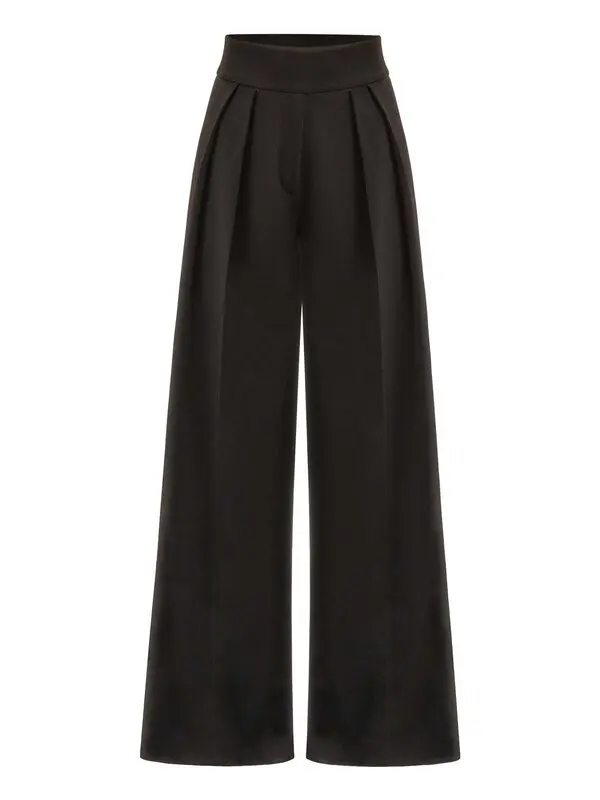 TIA DORRAINE High-waist Wide-leg Trousers - Black