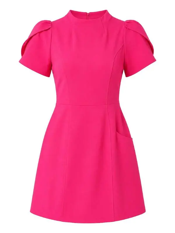 GIRL IN MIND Tulip Sleeve High Neck Mini Dress - Pink