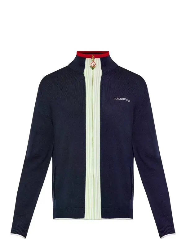 Casablanca Logo-embroidered Zip-up Cardigan - Blue