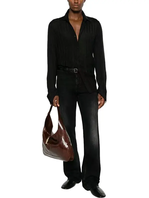 Gucci Vertical-stripe Semi-sheer Shirt - Black