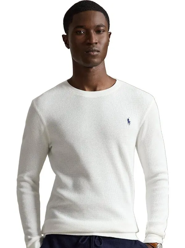 Ralph Lauren Waffle-knit Cotton Crewneck Long Sleeve Pullover - White