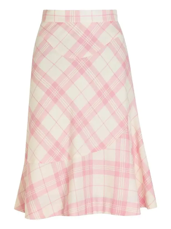 VIVIENNE WESTWOOD Plaid Wool-blend Midi Skirt - Cream