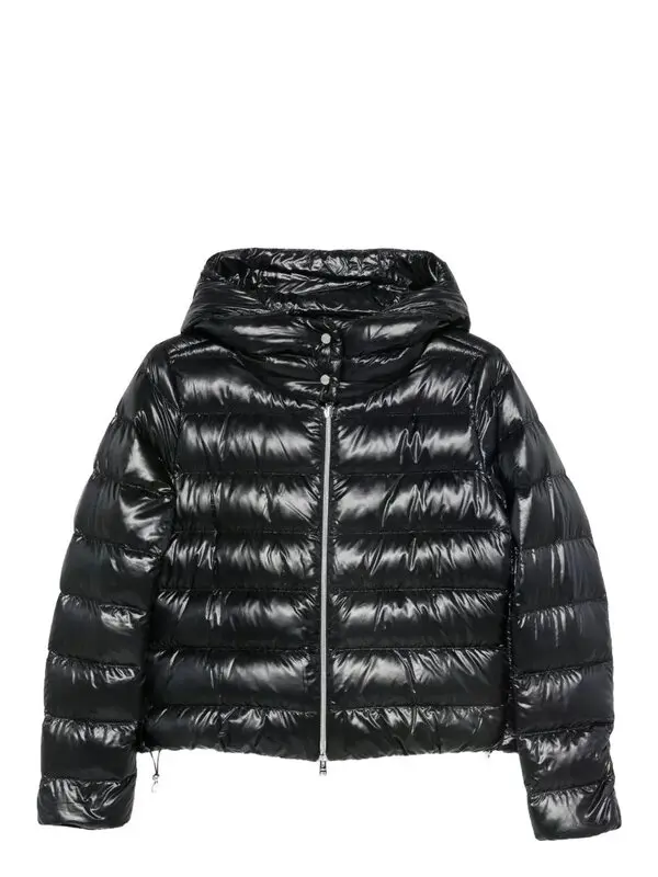 Herno Quilted Zip-up Hooded Jacket - Black
